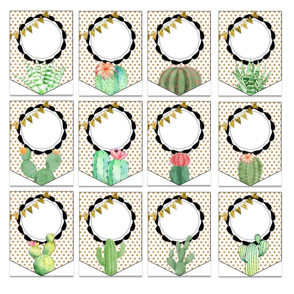 Editable Bunting Bulletin Board Welcome Banner Letters Cactus and ...