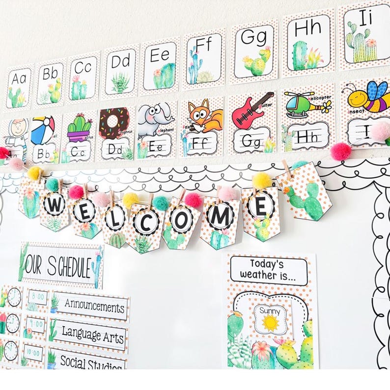 Alphabet Posters for Classroom Cactus Classroom Decor | Printable ...