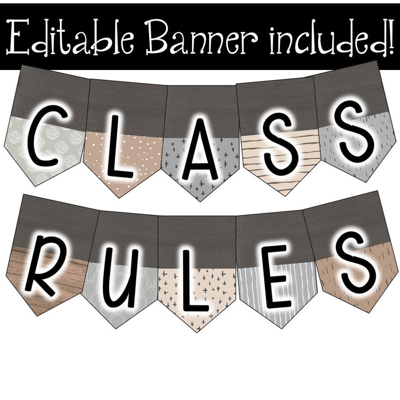 Editable Boho Classroom Rules Posters Neutral Boho Classroom Decor ...