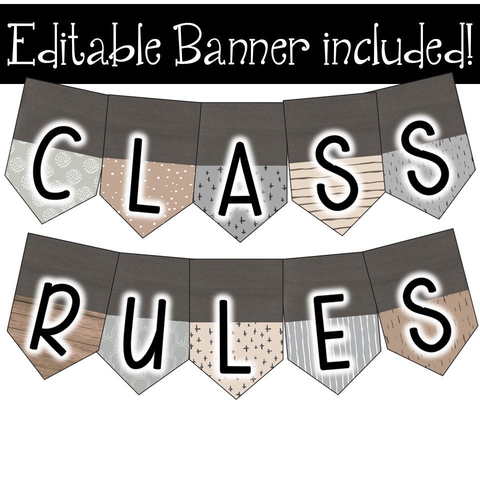 Editable Boho Classroom Rules Posters Neutral Boho Classroom Decor ...
