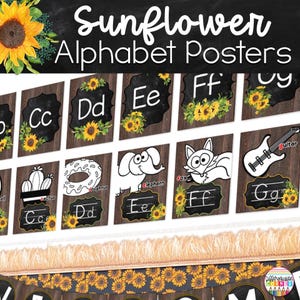 Alphabet Posters With Pictures for the Classroom Sunflower Farmhouse ...