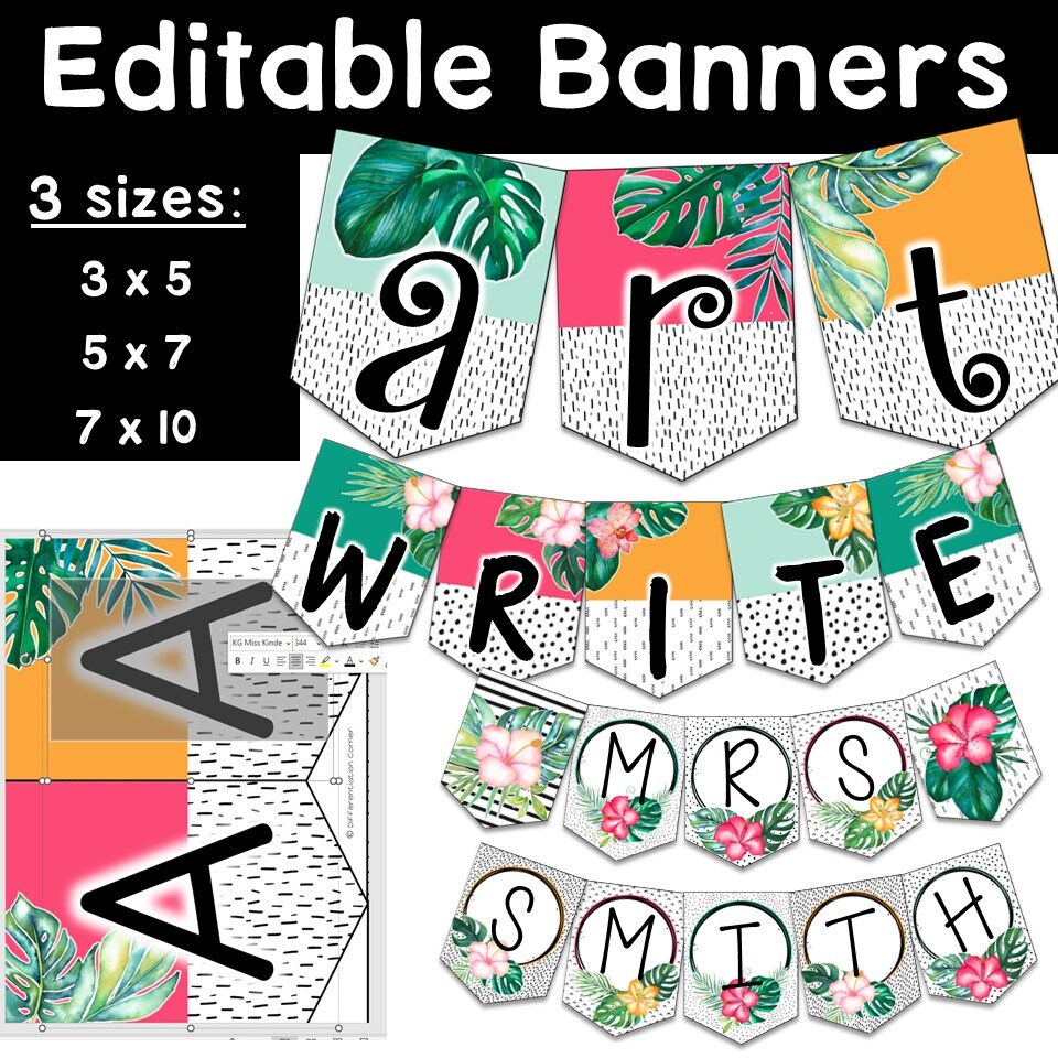 Modern Tropical Classroom Decor Bundle Classroom Bulletin - Etsy
