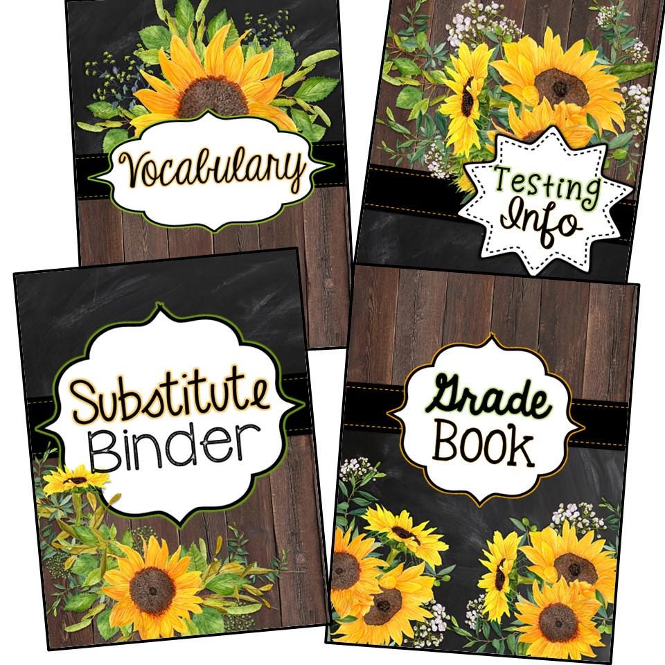 Editable Binder Covers and Spines | Sunflower Farmhouse Classroom Decor ...