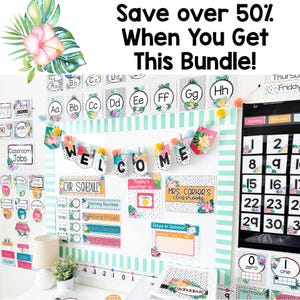 Modern Tropical Classroom Decor Bundle | Classroom Bulletin Board ...