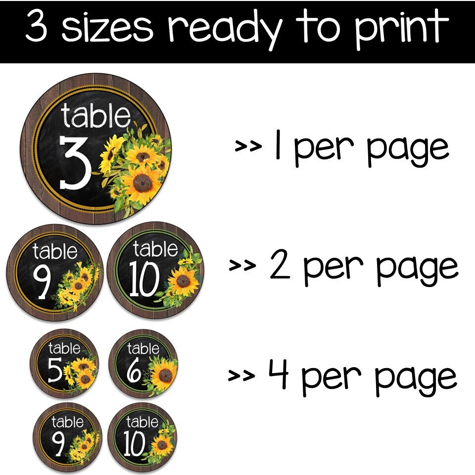 PRINTABLE Table Numbers Sunflower Farmhouse Classroom Decor Classroom ...
