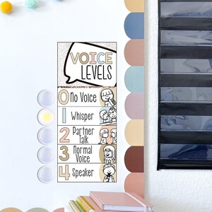 Neutral Boho Colors Printable Voice Level Chart Posters, Neutral Boho ...