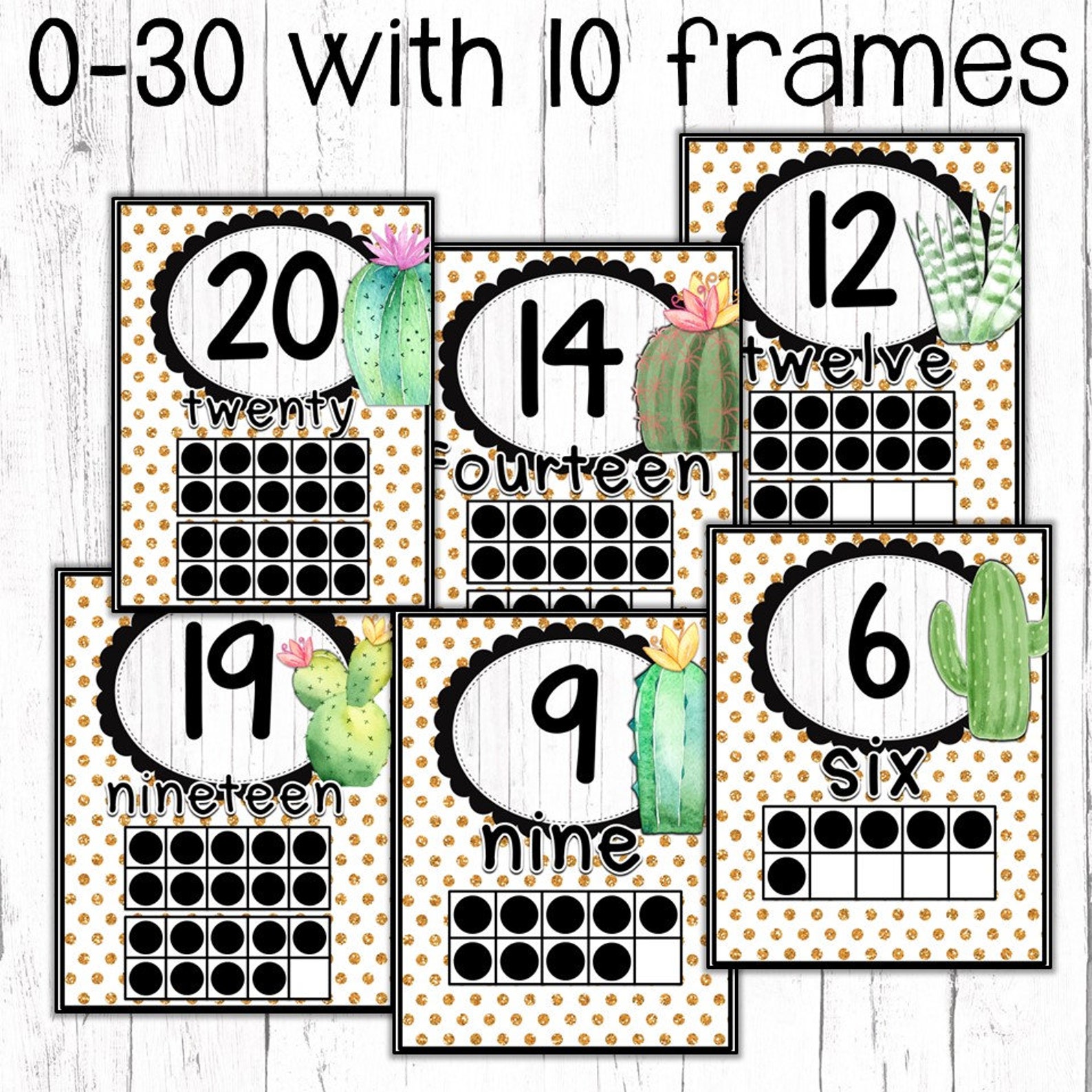 Number Posters 0-30 Number Line With Negative Numbers Cactus - Etsy
