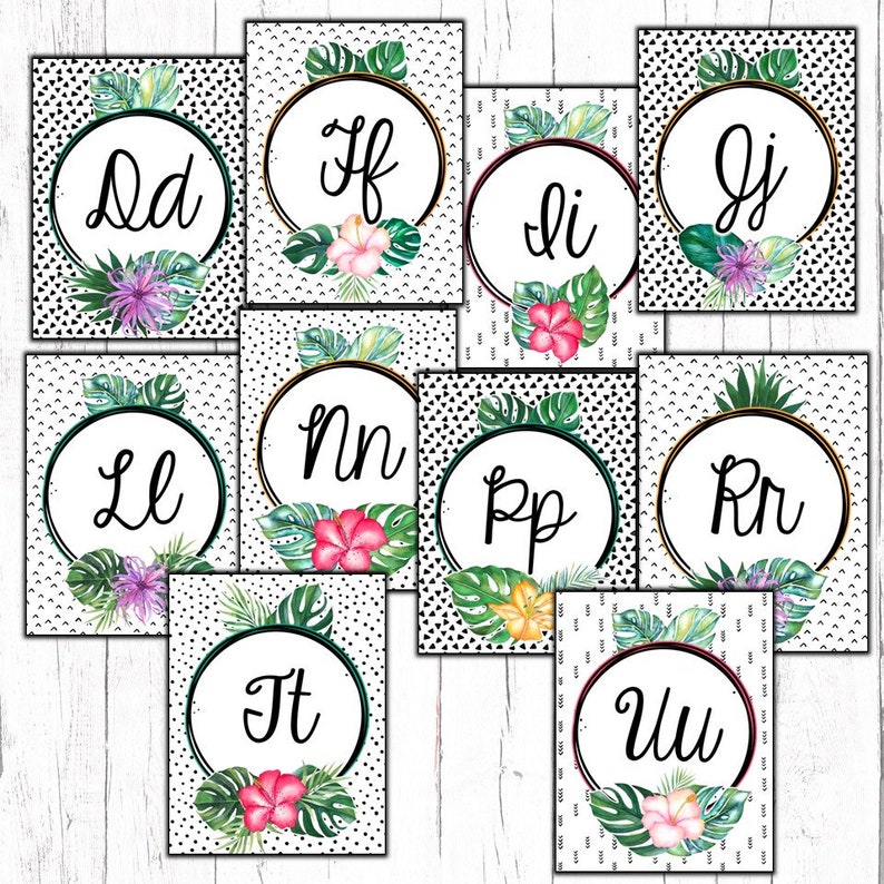 Cursive Alphabet Posters for the Classroom Tropical Classroom Decor ...