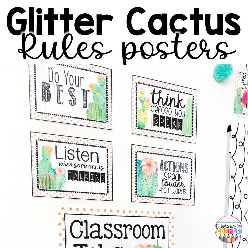 Editable Cactus Classroom Rules Posters Plant Botanical Classroom Decor ...