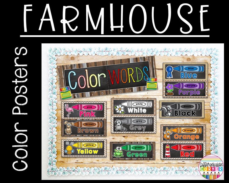PRINTABLE Color Posters Pack Neutral Classroom Decor Farmhouse Neutral ...