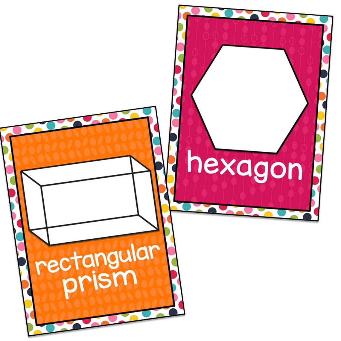 PRINTABLE Shape Posters and Charts Confetti Rainbow Classroom Decor 2D ...