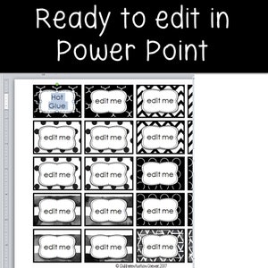 Black and White Teacher Tool Box Labels, Black and White Classroom ...