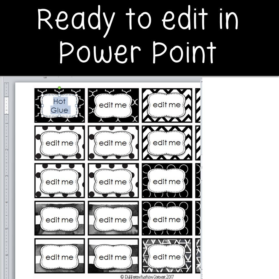 Black and White Teacher Tool Box Labels, Black and White Classroom ...