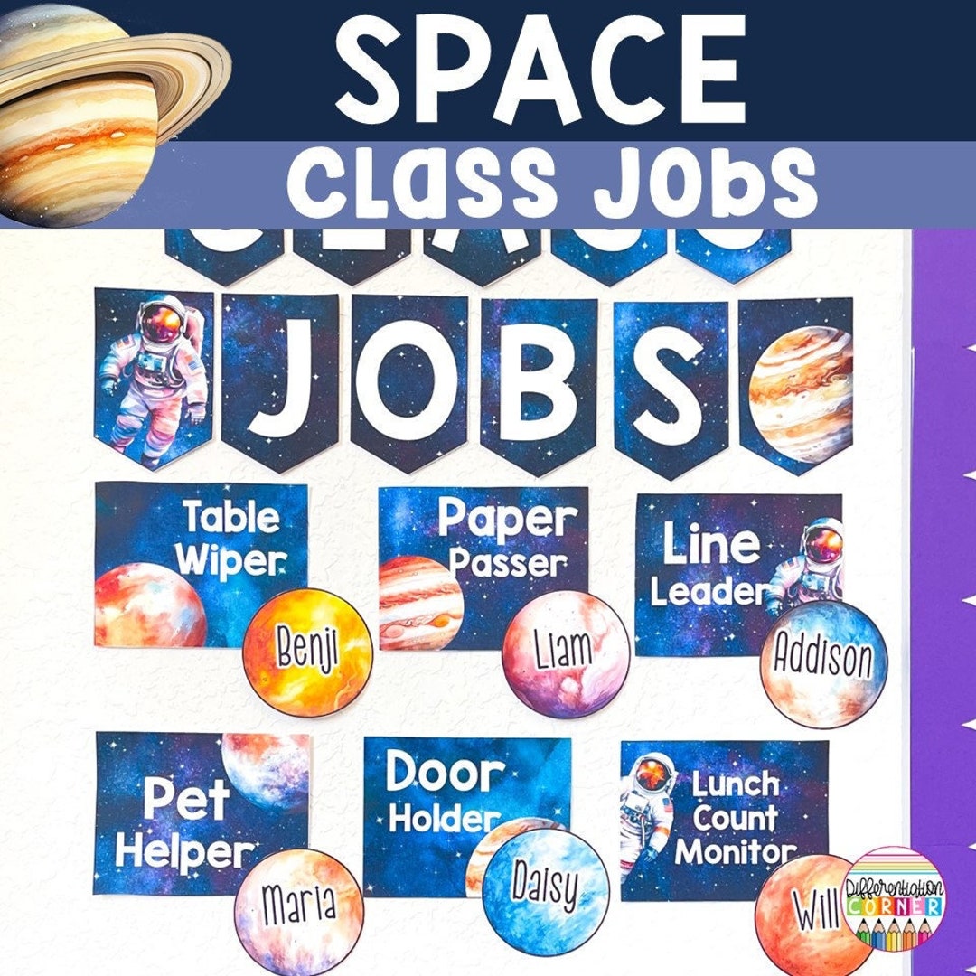 Editable Classroom Job Chart Template Space Classroom Decor Theme ...