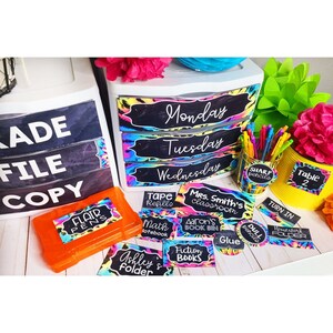 Editable Classroom Labels Tie Dye Retro Classroom Decor Classroom ...