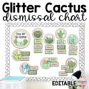 Cactus How We Go Home Dismissal Chart Template | Cactus Classroom Decor ...
