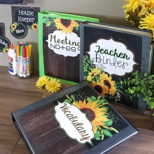 Editable Binder Covers and Spines Sunflower Farmhouse Classroom Decor ...
