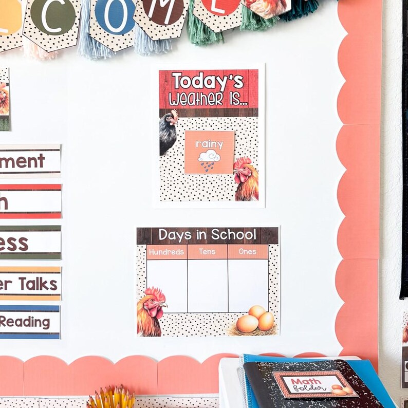 Chicken Classroom Calendar Set & Weather Display Farmhouse Classroom ...