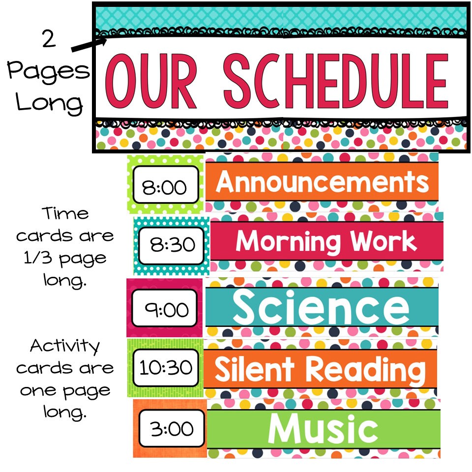 Editable Daily Schedule Cards Confetti Rainbow Classroom Decor ...