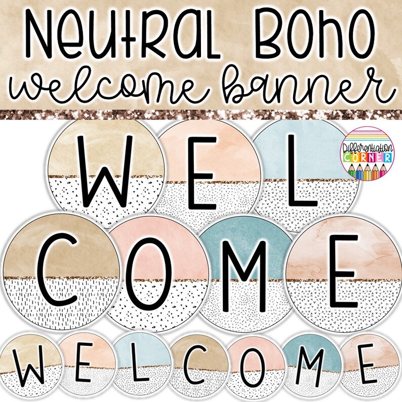 PRINTABLE Welcome Banner Boho Neutral Classroom Decor - Etsy