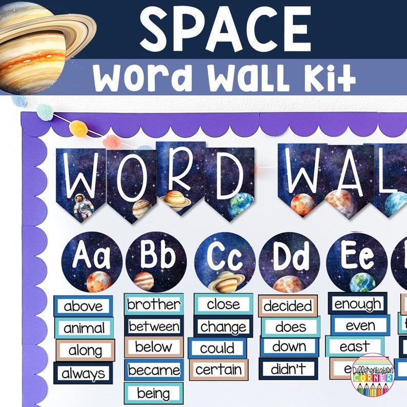 Classroom Word Wall Display Editable Space Theme Classroom Decor Word ...