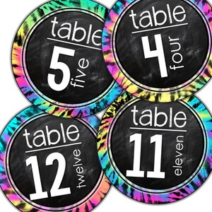 PRINTABLE Table Numbers | Tie Dye Retro Classroom Decor | Classroom ...