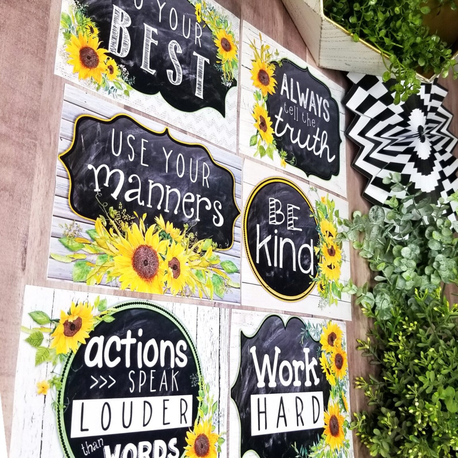 Editable Classroom Rules Posters Sunflower Farmhouse Classroom Decor ...