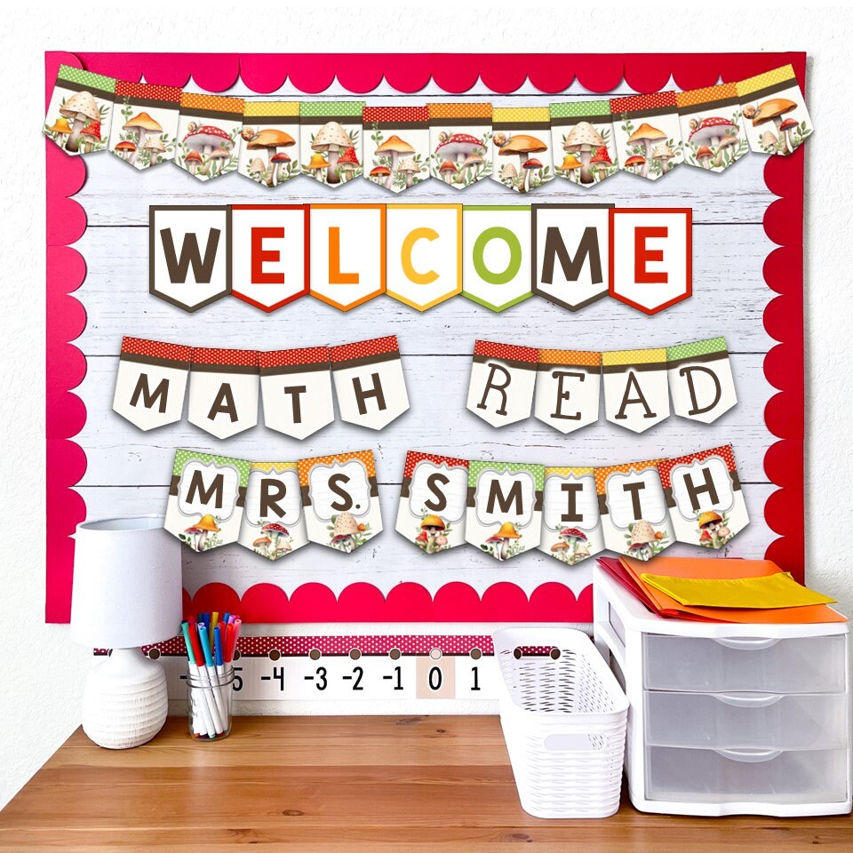 Editable Toadstool Bunting Bulletin Board Banner Letters Mushroom ...