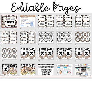 Editable Classroom Job Chart Editable Template Farmhouse Cow Print ...