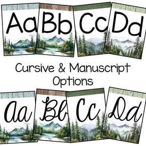 Cursive and Print Alphabet Posters for the Classroom Nature Classroom ...