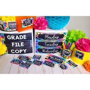 Editable Classroom Labels Tie Dye Retro Classroom Decor Classroom ...