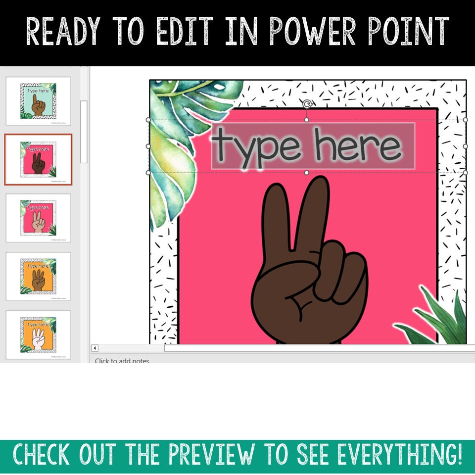 Classroom Hand Signal Posters, Tropical Classroom Decor, Editable Hand ...