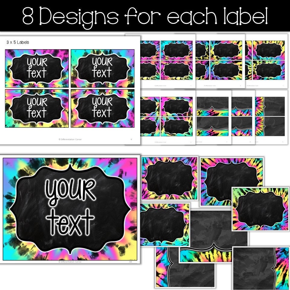 Editable Classroom Labels Tie Dye Retro Classroom Decor Classroom ...