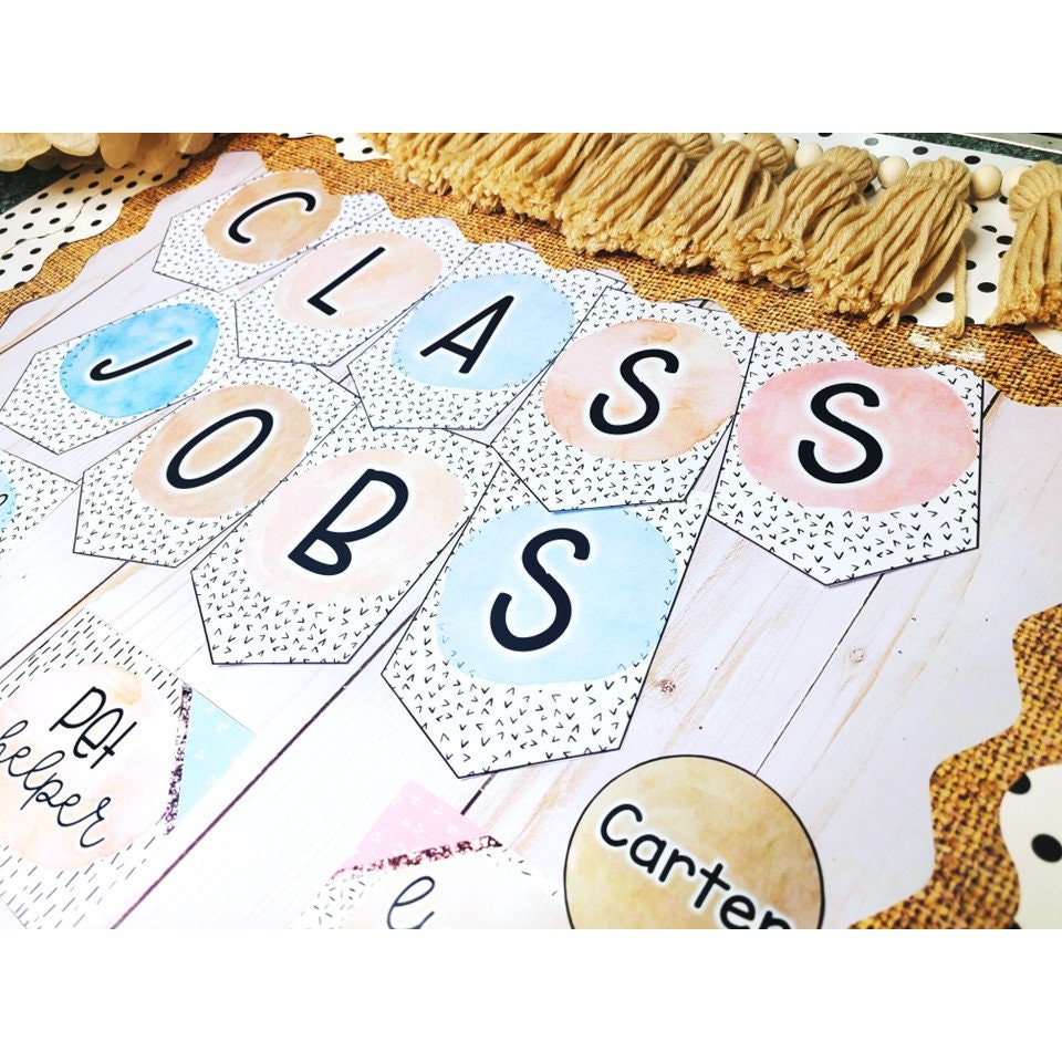 Editable Classroom Jobs Chart Template Neutral Boho - Etsy UK
