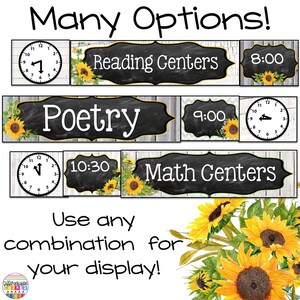 Editable Daily Schedule Cards Sunflower Farmhouse Classroom Decor ...
