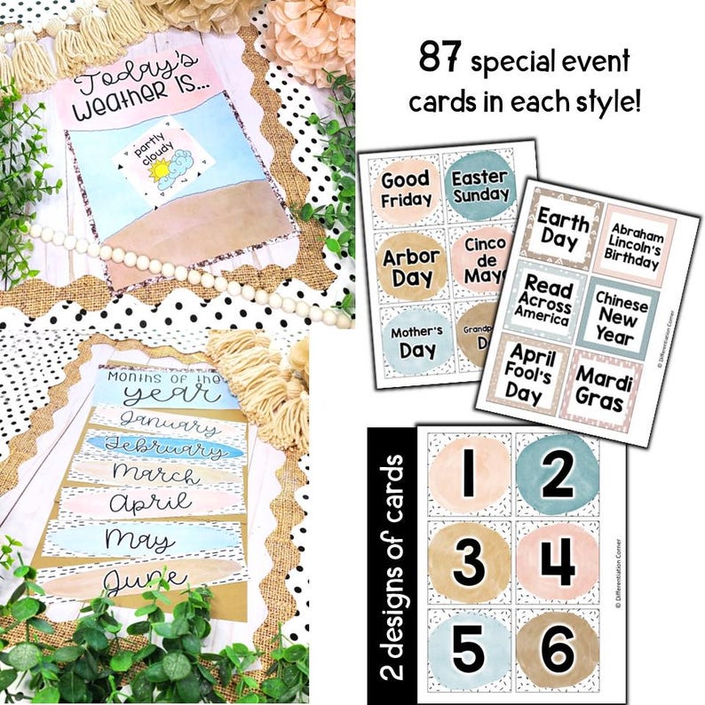 Boho Classroom Calendar Set With Weather Chart | Neutral Boho Classroom ...