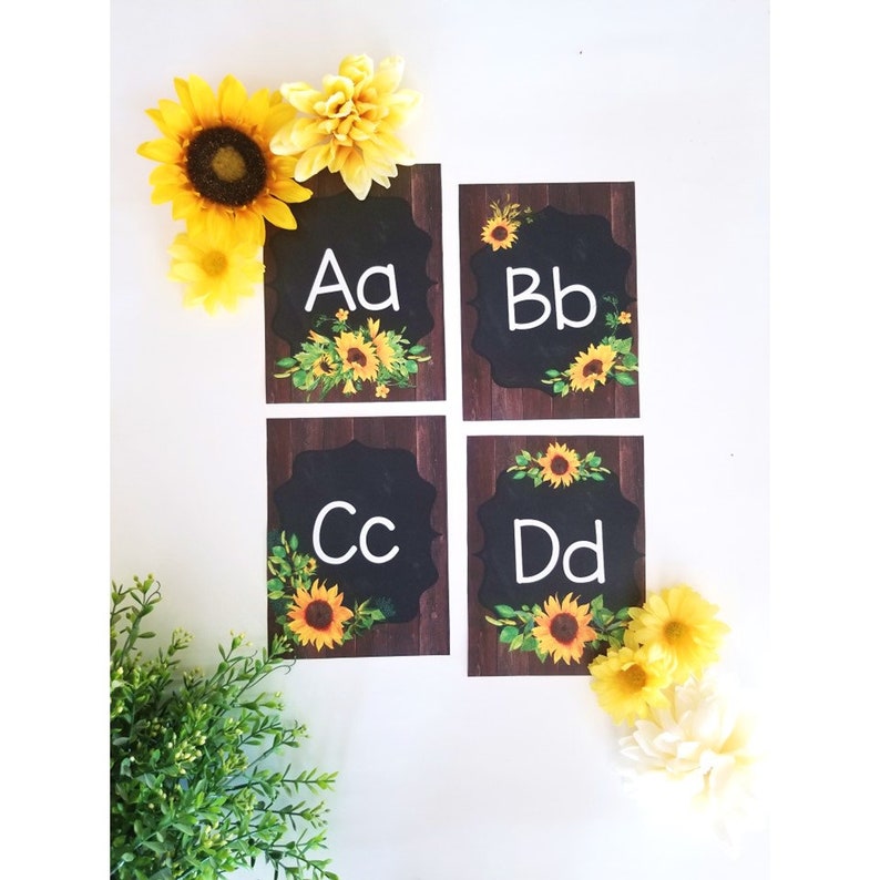 Alphabet Posters for the Classroom Sunflower Farmhouse Classroom Decor ...