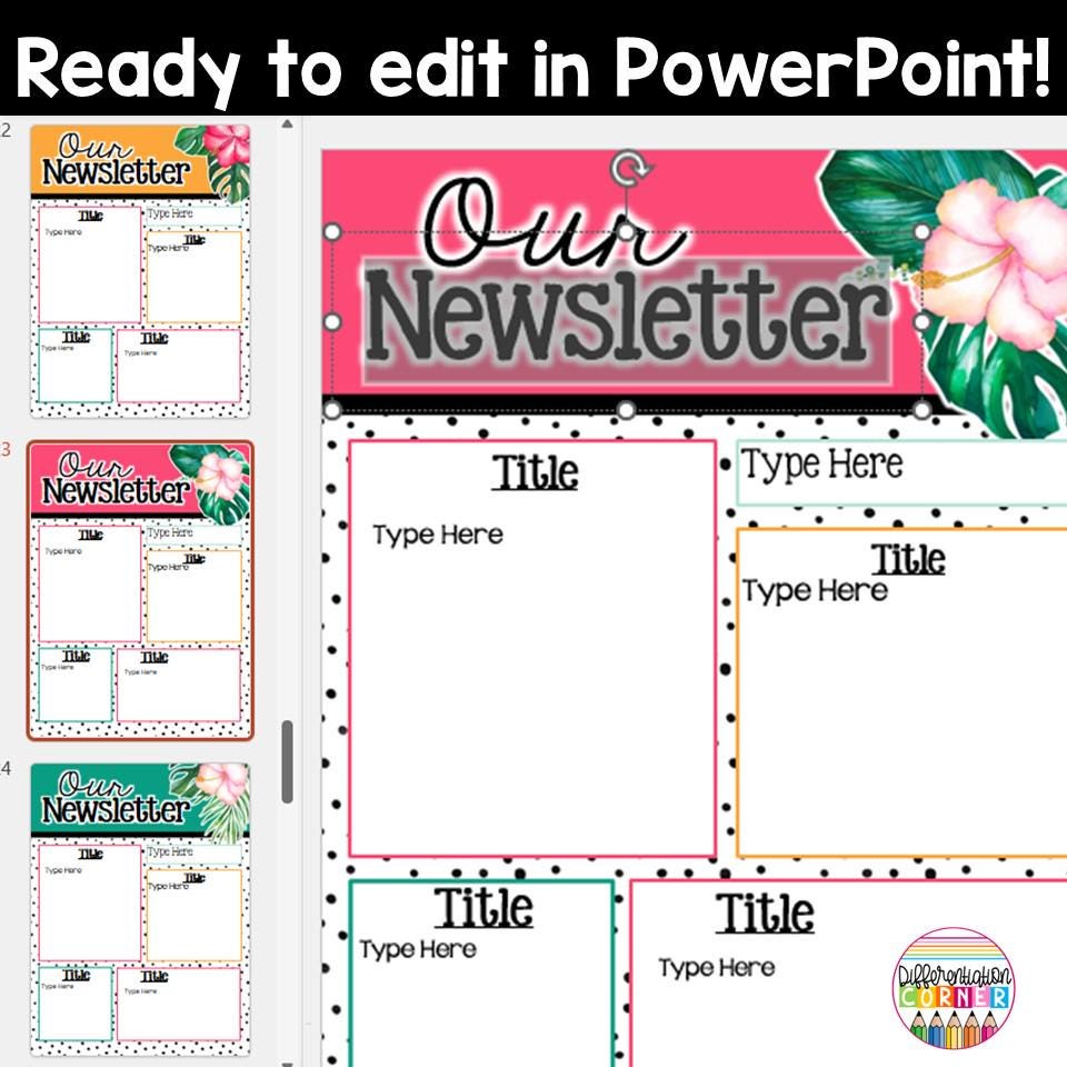 Editable Parent Newsletter Templates Tropical Classroom Decor Class ...