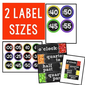 PRINTABLE Rainbow Clock Label Numbers in 5 Minute Intervals | Rainbow ...