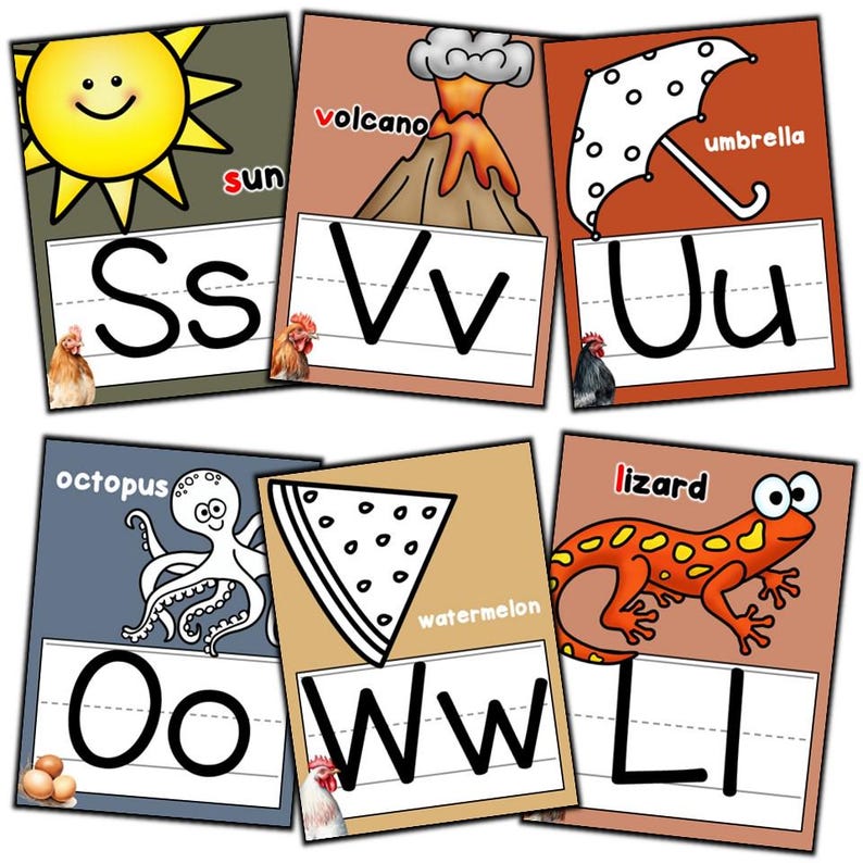 Alphabet Posters for the Classroom Chicken Farmhouse Classroom Decor ...