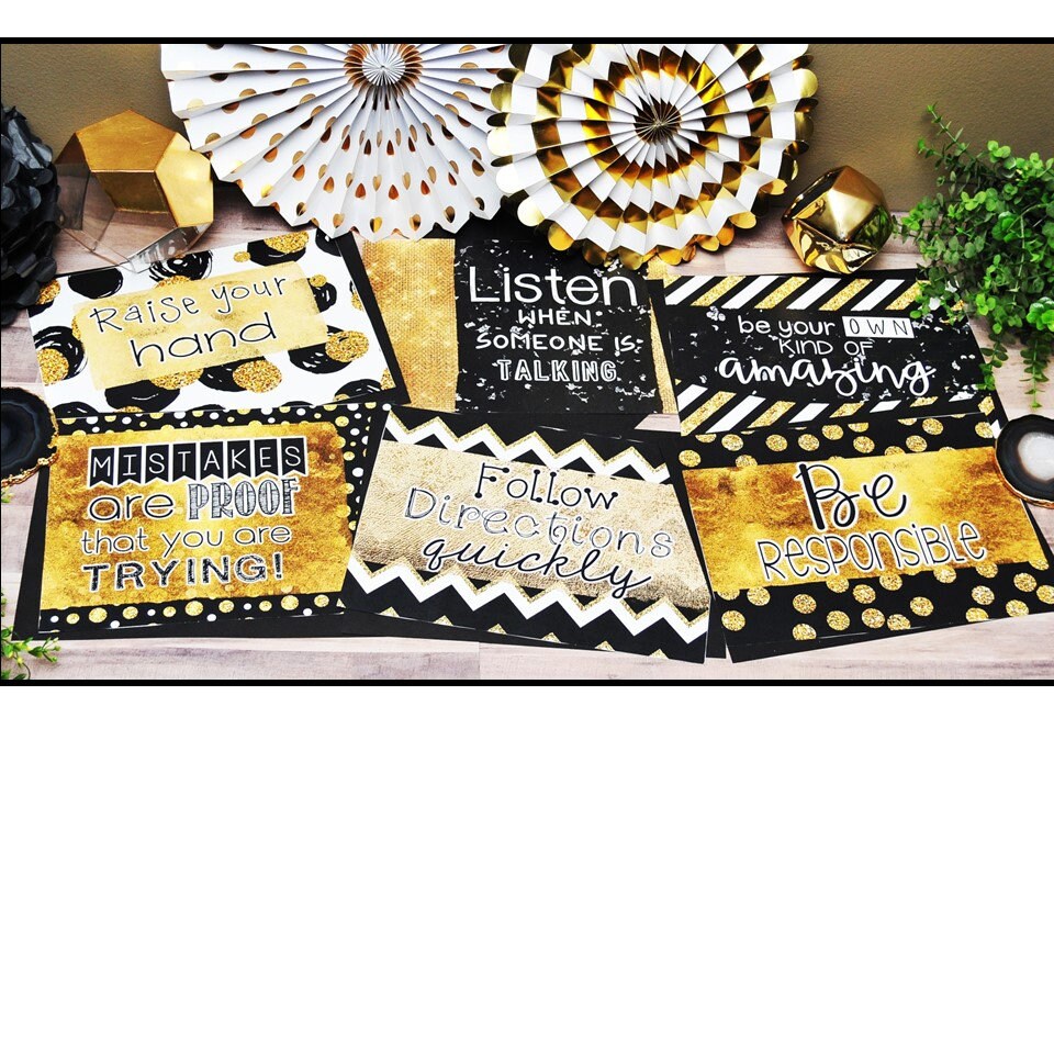 Black and Gold Classroom Rules Posters Black and Gold Classroom Decor ...