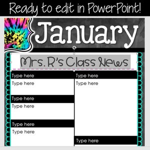 Editable Classroom Newsletter Template Tie Dye Retro Classroom Decor ...