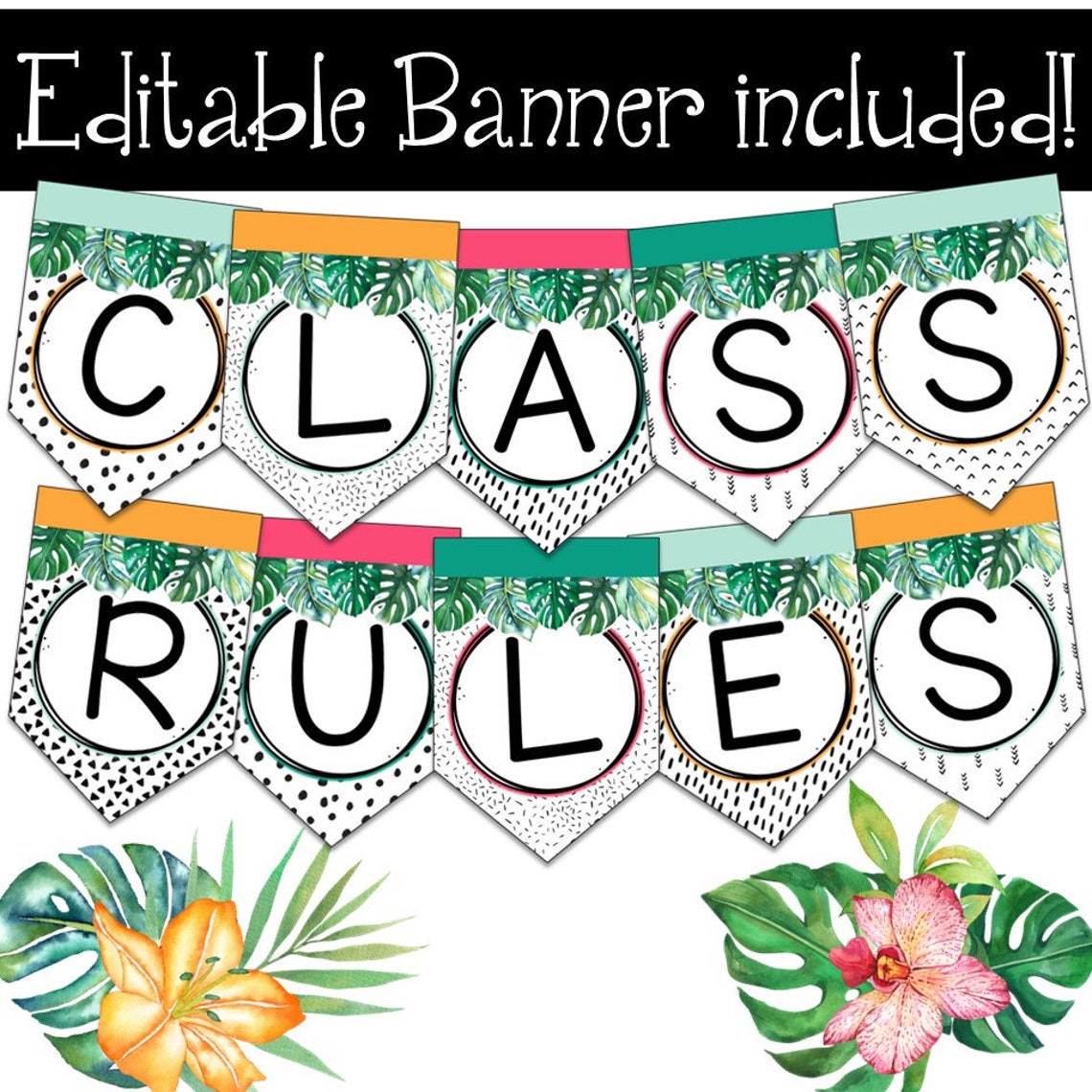 Editable Tropical Classroom Rules Posters Tropical Classroom Decor ...