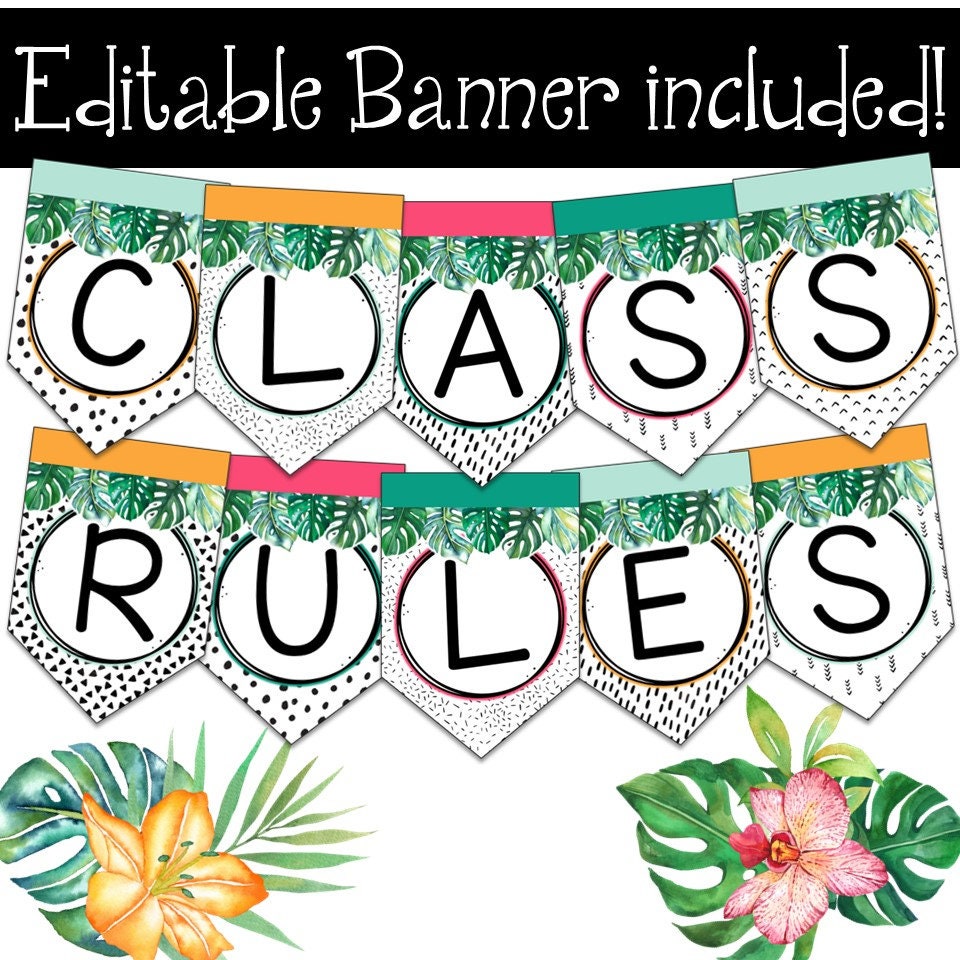Editable Tropical Classroom Rules Posters Tropical Classroom Decor ...