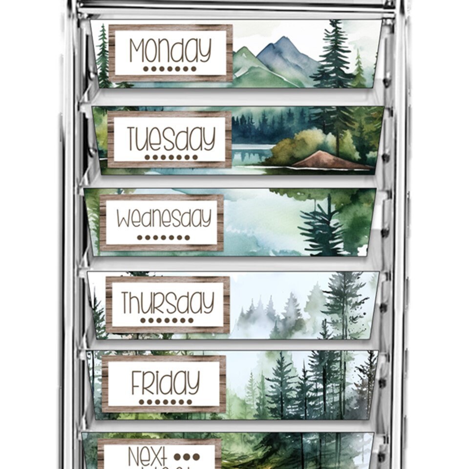 10 Drawer Rolling Cart Labels Editable Nature Classroom Decor Nature ...