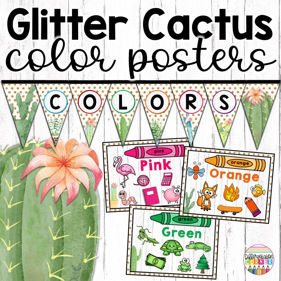 PRINTABLE Color Posters Pack Succulent Cactus Classroom - Etsy