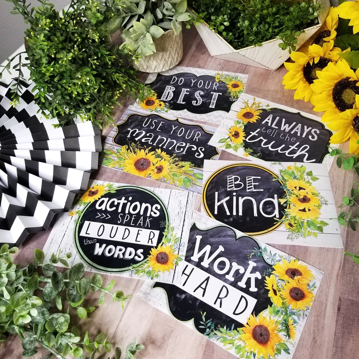 Editable Classroom Rules Posters Sunflower Farmhouse Classroom Decor ...