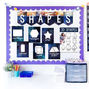 PRINTABLE Shape Posters Charts Space Classroom Decor 2D and 3D Shapes ...