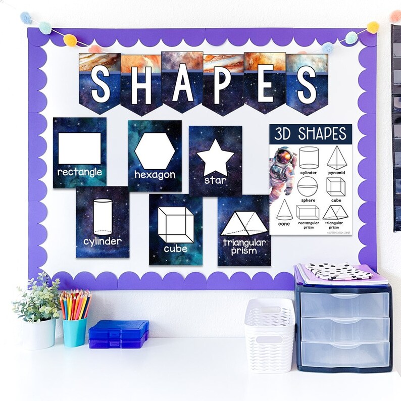 PRINTABLE Shape Posters Charts Space Classroom Decor 2D and 3D Shapes ...