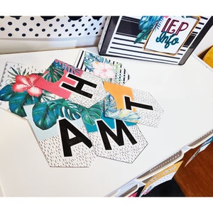 Editable Tropical Bunting Bulletin Board Banner Letters Tropical ...